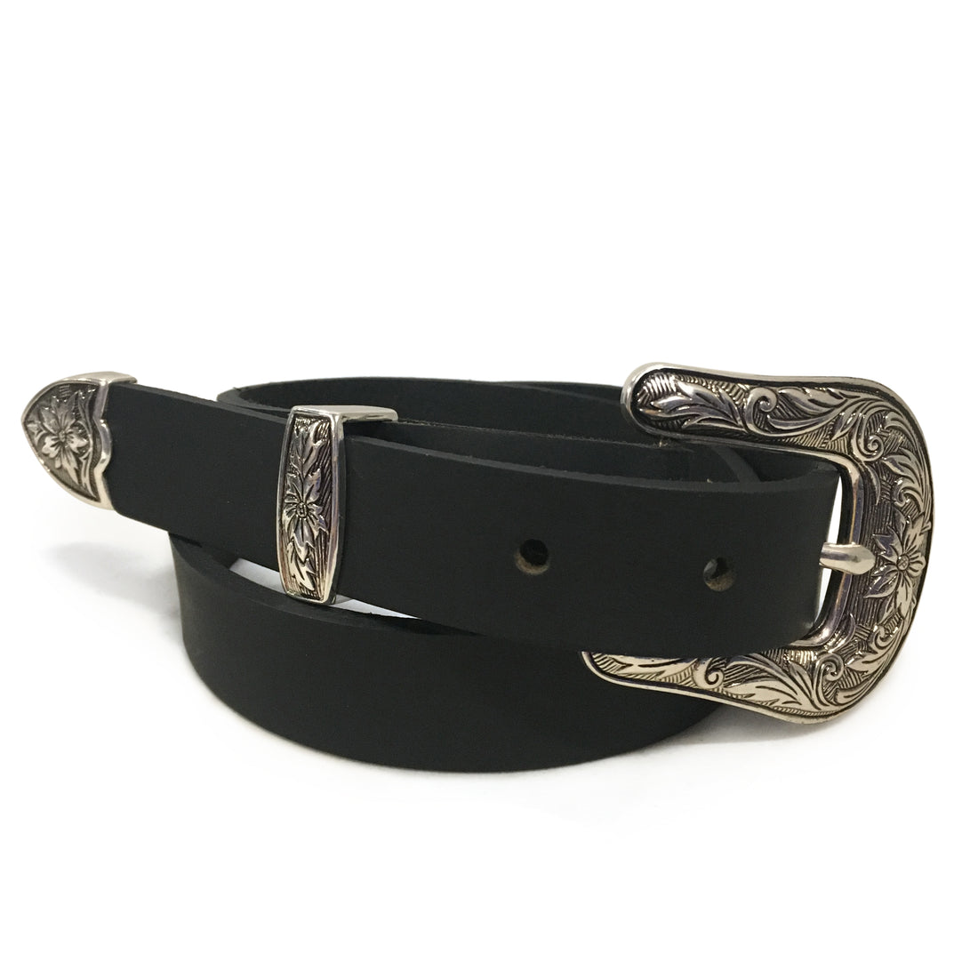 1" (25mm) Western Style Buffalo Leather Belts - Black| Zelikovitz.com
