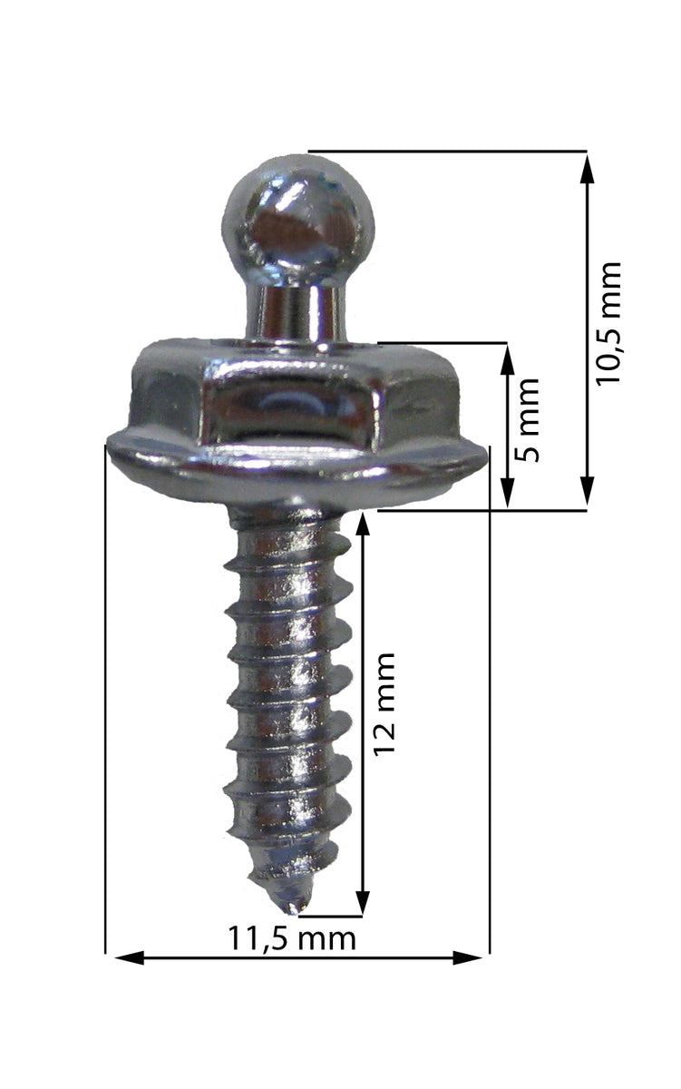 LOXX® Screw with Ball End for LOXX® Snap Fastener 12mm (1/2") - Nickel ...