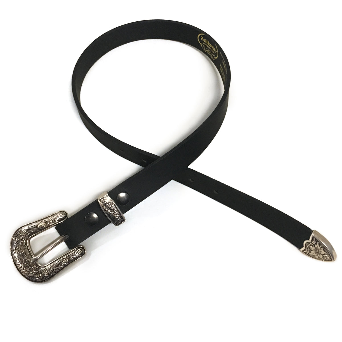1" (25mm) Western Style Buffalo Leather Belts - Black| Zelikovitz.com