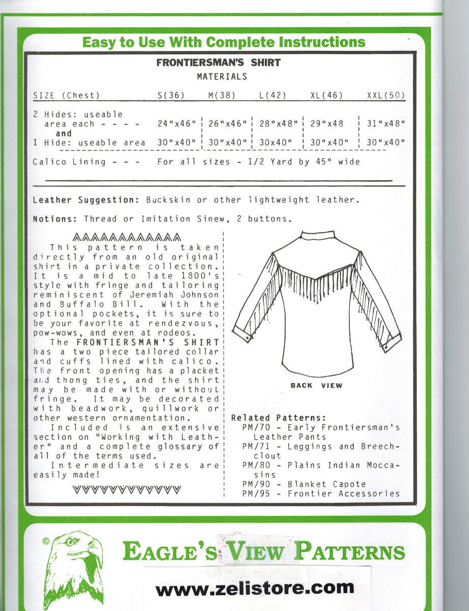 Frontiersman's Shirt Pattern| Zelikovitz.com