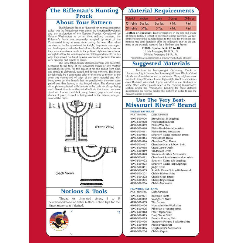 Riflemans Hunting Frock Pattern| Zelikovitz.com
