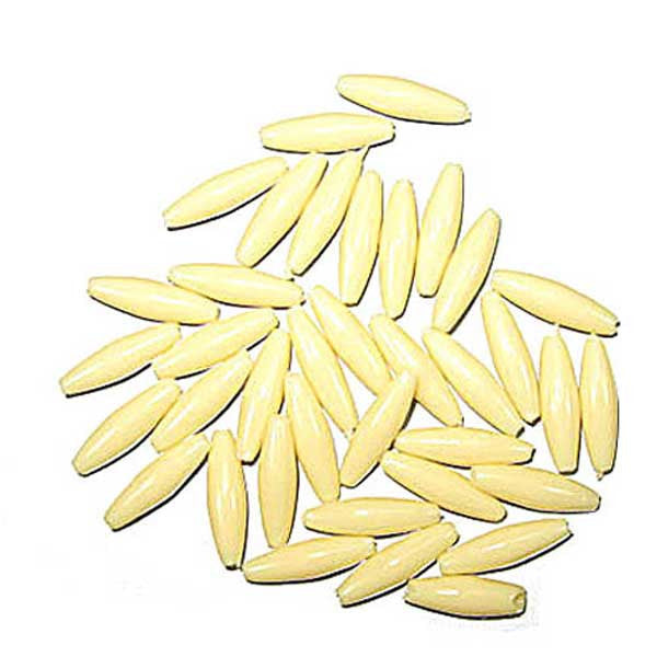Spaghetti Bead 19 x 6mm Ivory Opaque 100 Pack| Zelikovitz.com