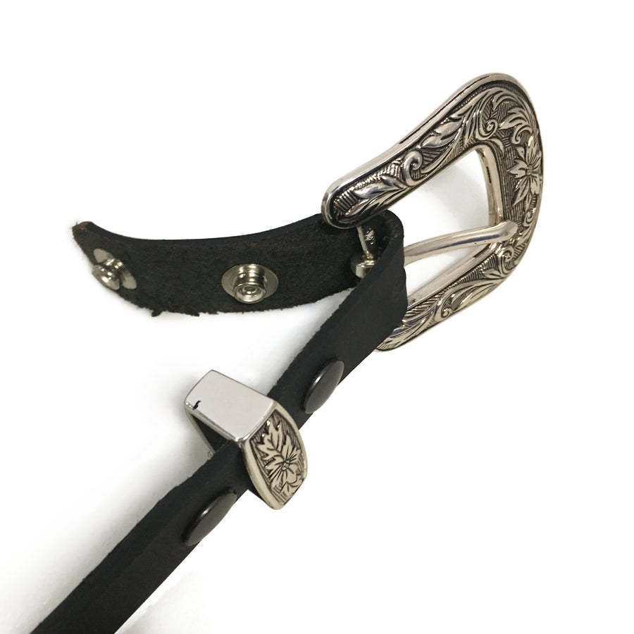 1" (25mm) Western Style Buffalo Leather Belts - Black| Zelikovitz.com