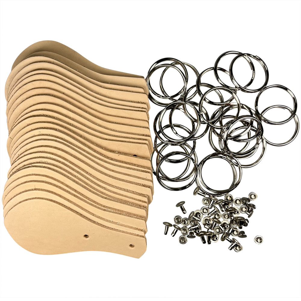 Key Fob Kits 25 Pack 4149-99 - Vegetable Tanned Tooling Leather with K ...