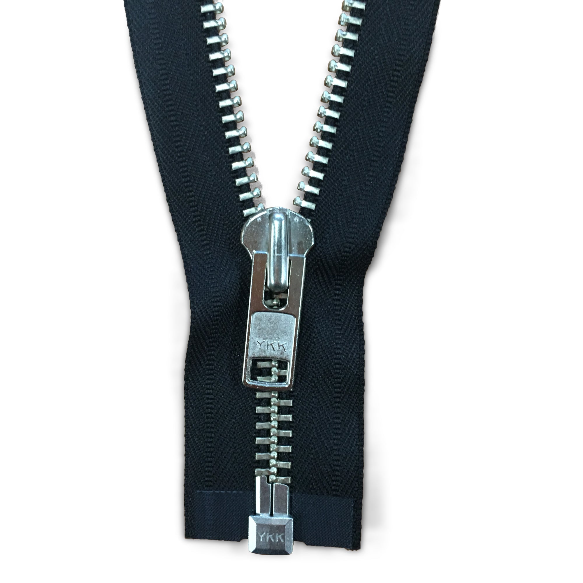 YKK #10 One Way Metal Zipper 22" Silver Color Teeth| Zelikovitz.com